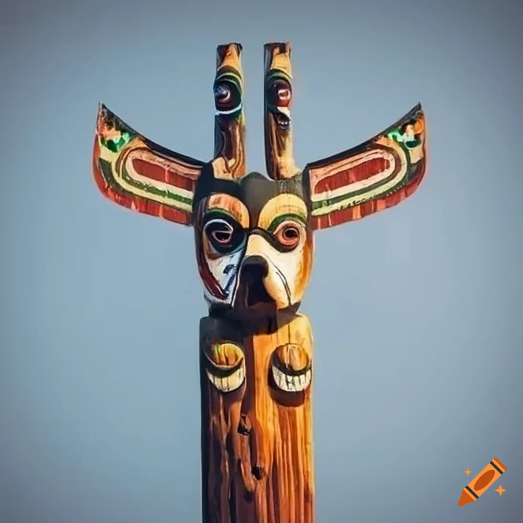 Dog heads totem pole outdoors on Craiyon