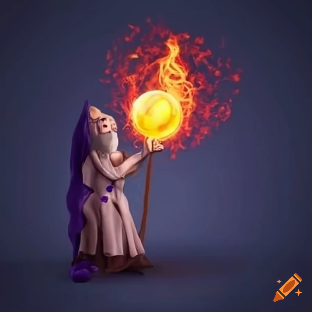 Wizard holding a fireball on Craiyon