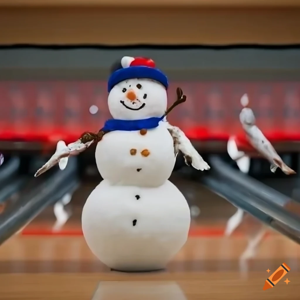 Snowman playing bowling in a winter wonderland on Craiyon