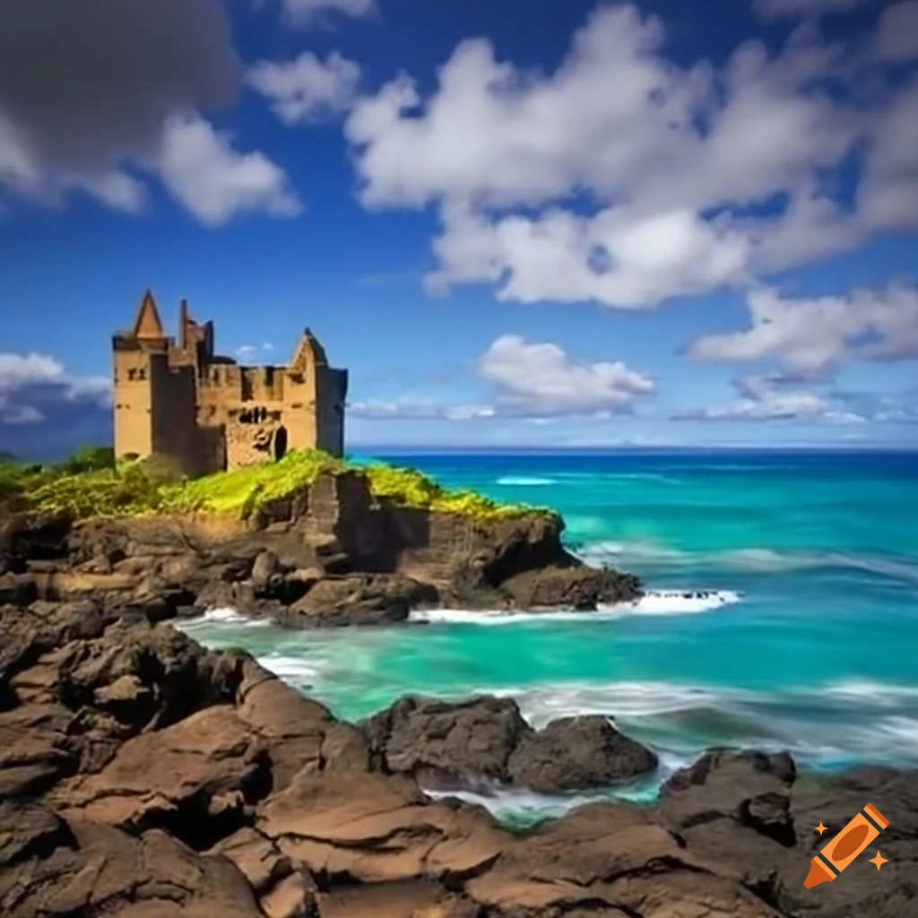 Castle on the coast of hawaii on Craiyon
