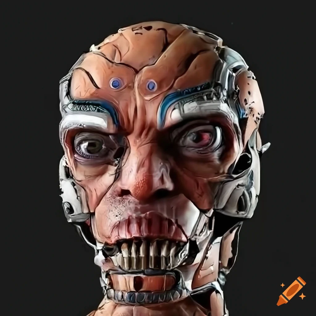 Biopunk cyborg with extreme hyper-realistic details in closeup view on ...