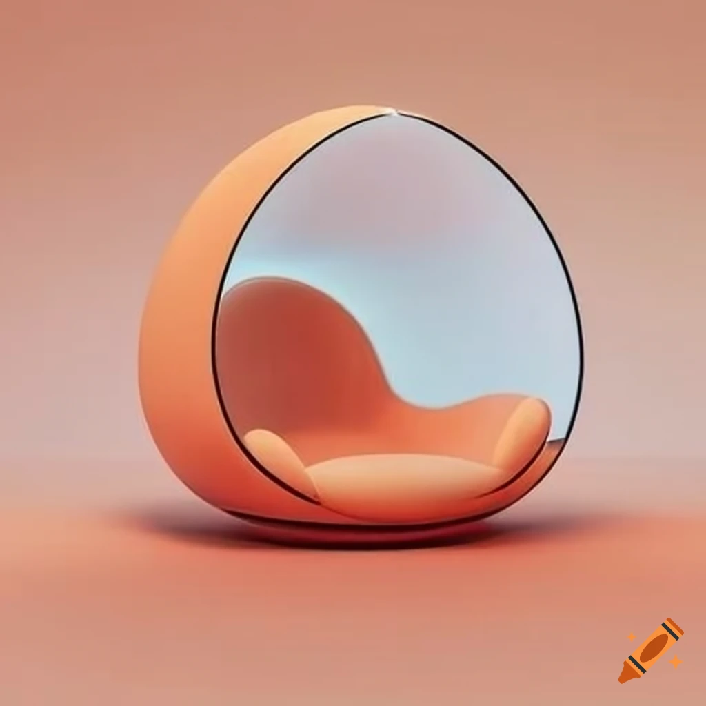 Minimalist egg-shaped pod office with chairs and desks on Craiyon