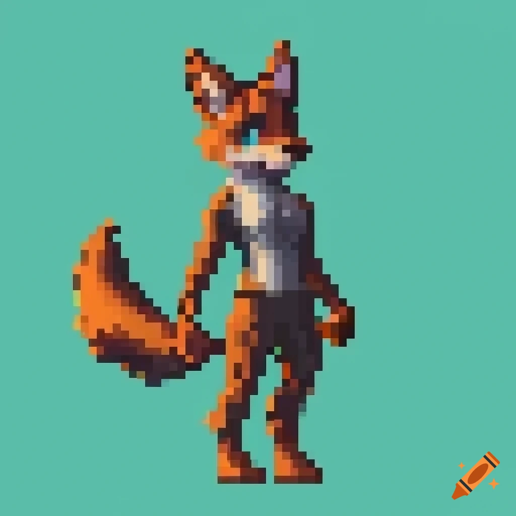 Fullbody anthro fox in pixel art style on Craiyon