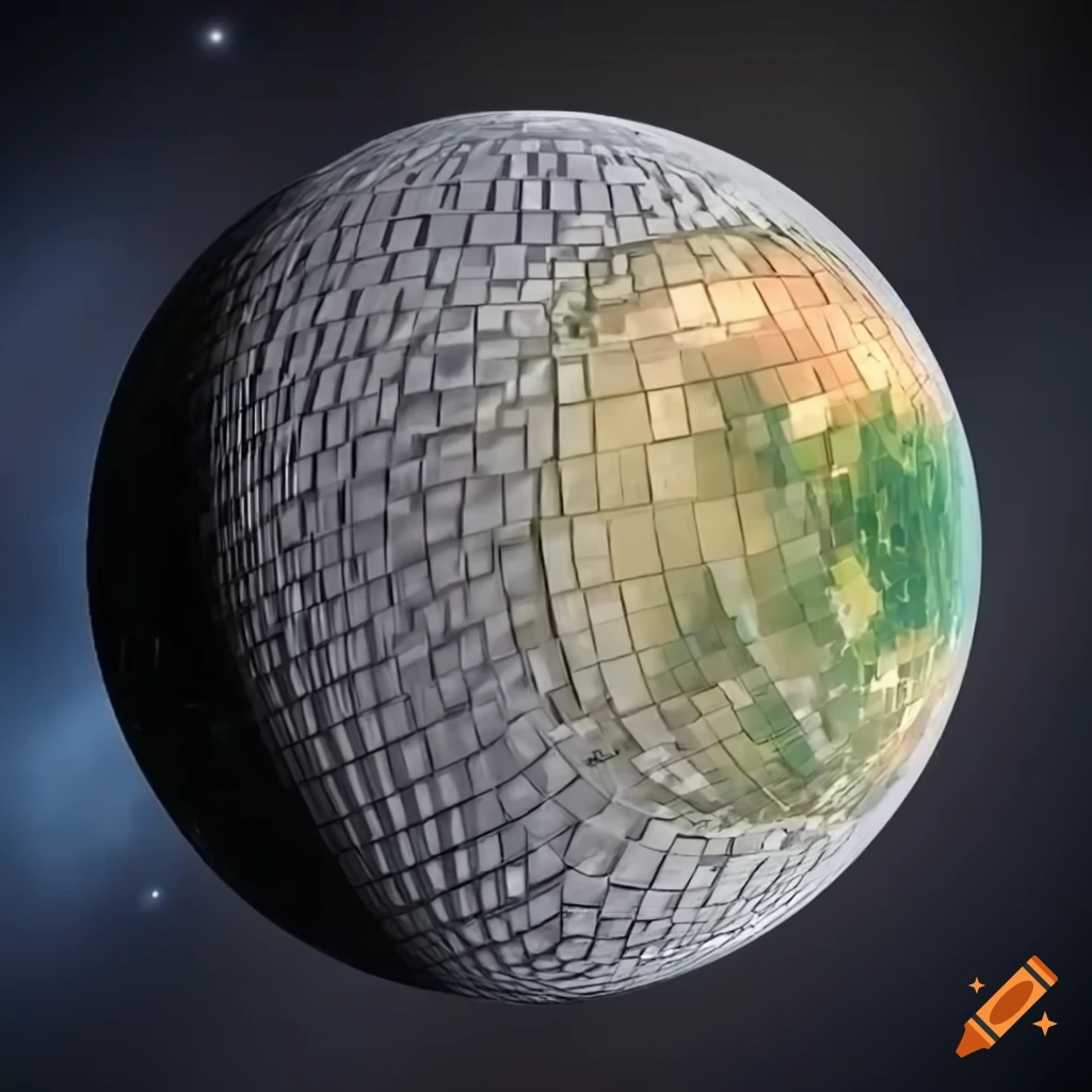 Detailed scientific planet cross section with a disco ball on the ...