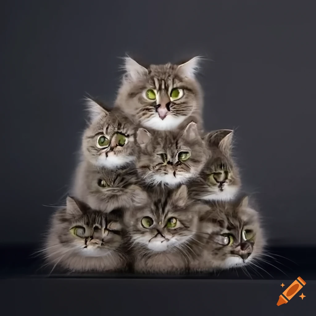Pile of fluffy cats on Craiyon