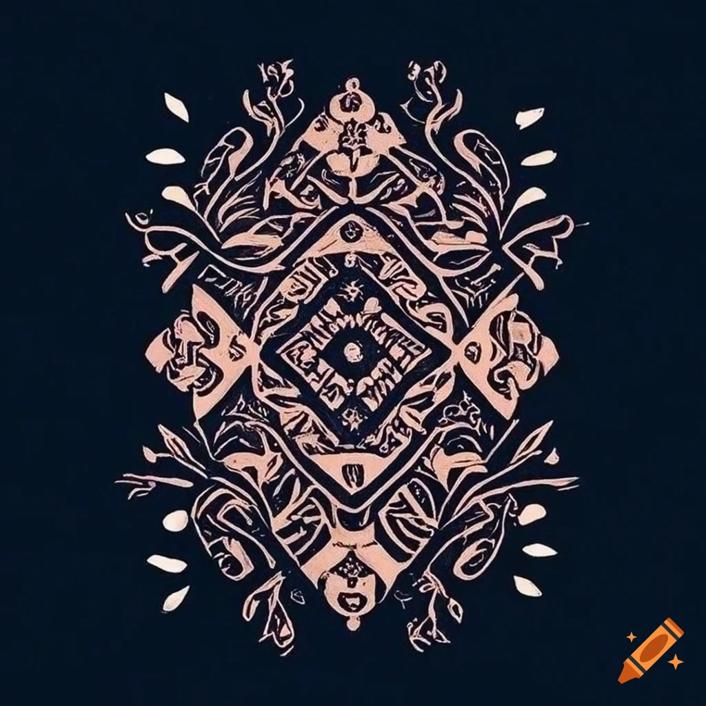 Intricate Slavic ethnic patterns created in linocut art on Craiyon