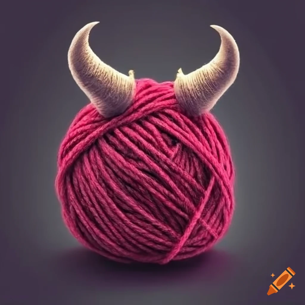 Yarn with devil horns and tail on Craiyon