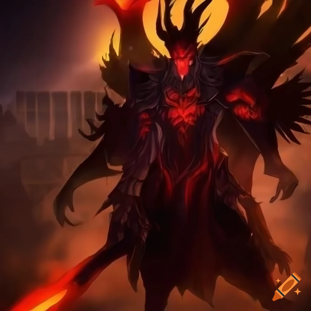 Anime-style depiction of a fighter demon ifrit and elven king on Craiyon