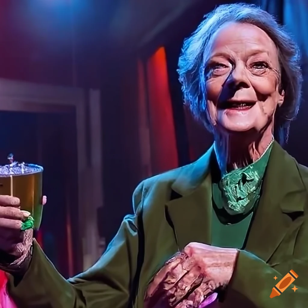 Professor Minerva McGonagall enjoying at a nightclub on Craiyon