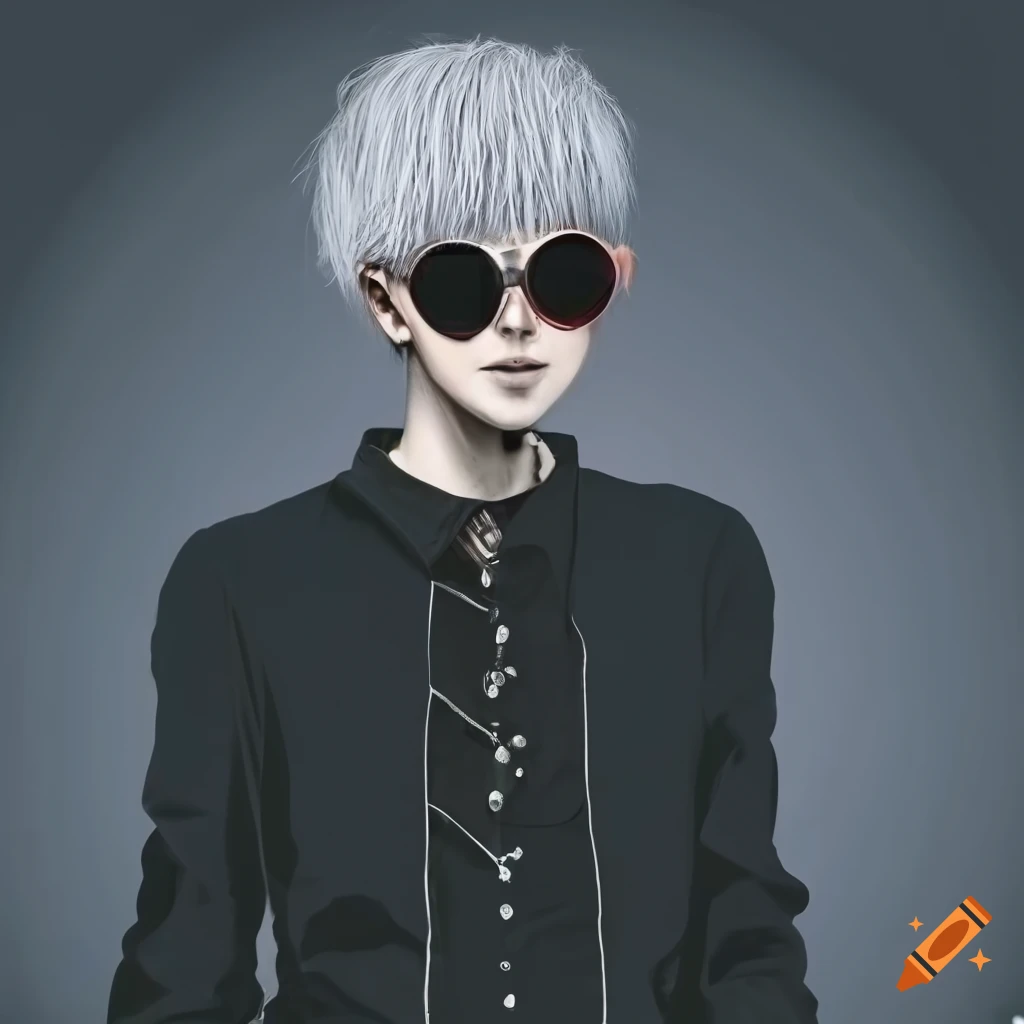 Young guy in goth fashion with heart sunglasses inspired by death note ...