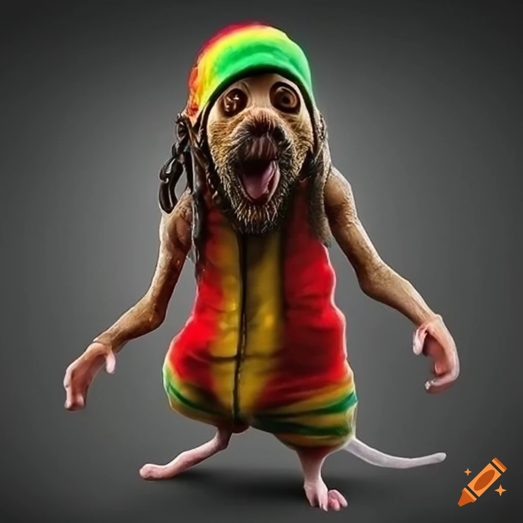 Rasta mouse in a relaxed pose on Craiyon