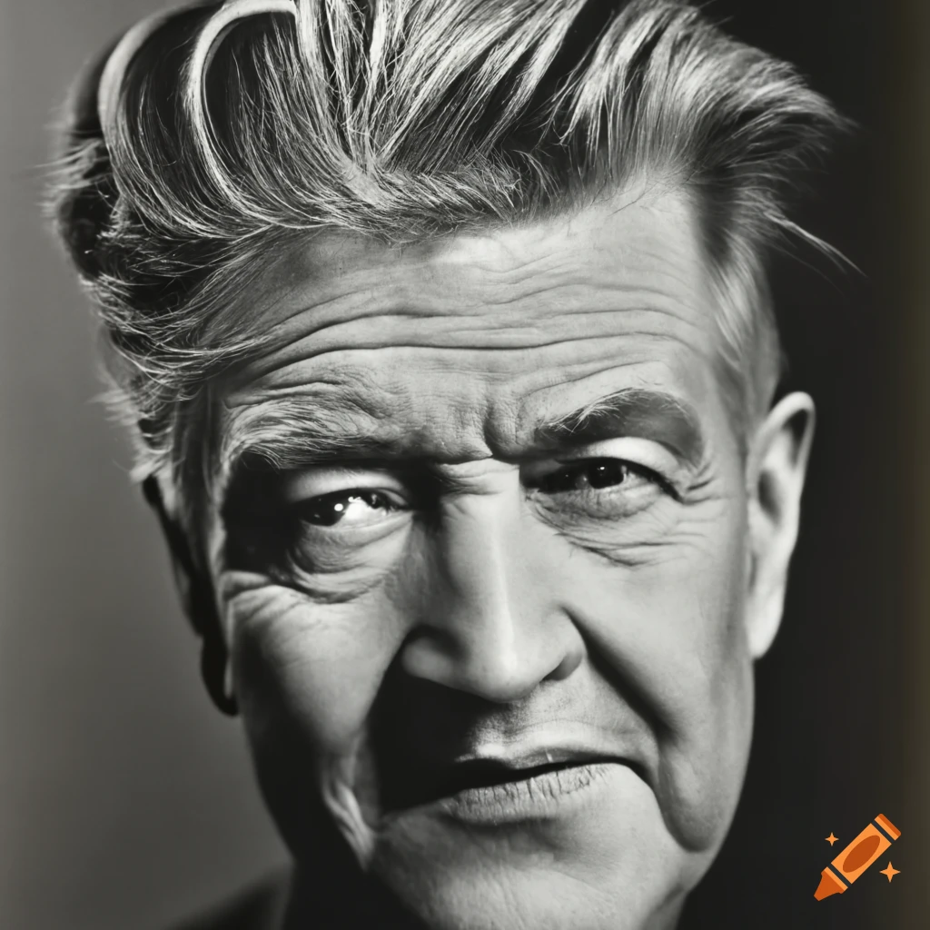 Close-up portrait of sharp dressed David Lynch in vintage black and ...