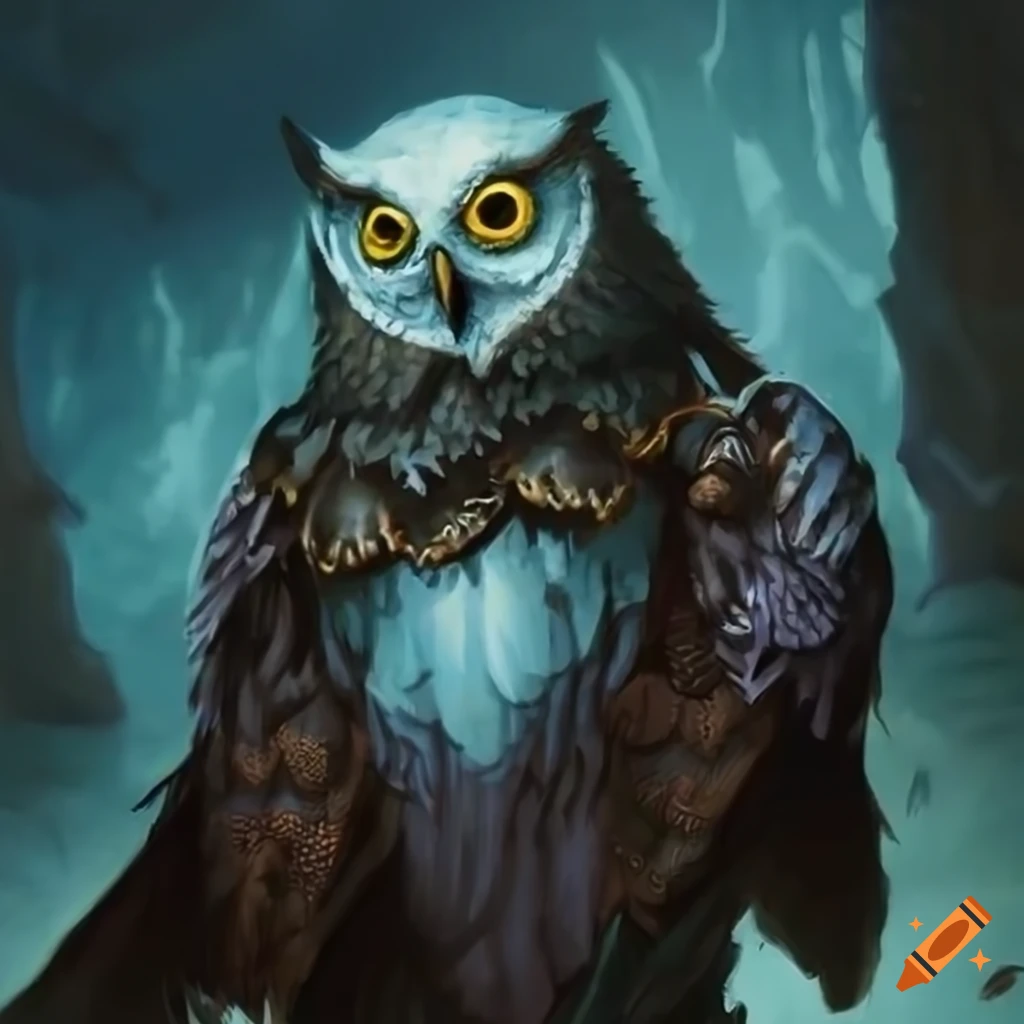Highly detailed owl warlock in magic the gathering style on Craiyon