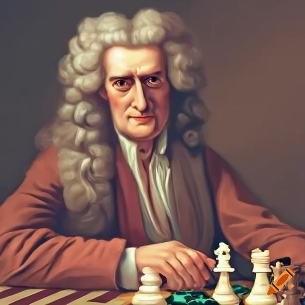 Isaac newton playing chess on Craiyon