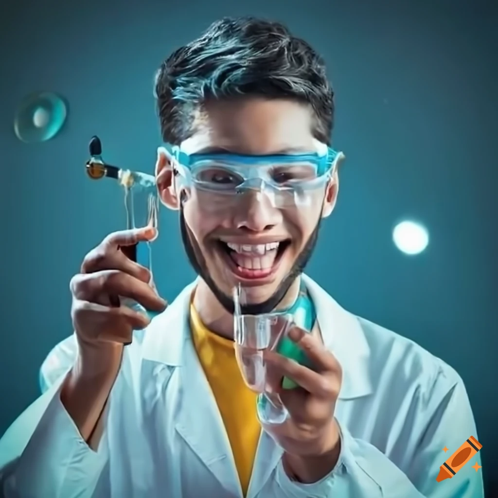 Young male scientist conducting an experiment on Craiyon