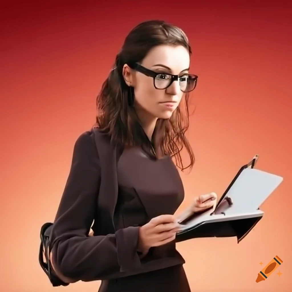 Female journalist writing on a laptop on Craiyon