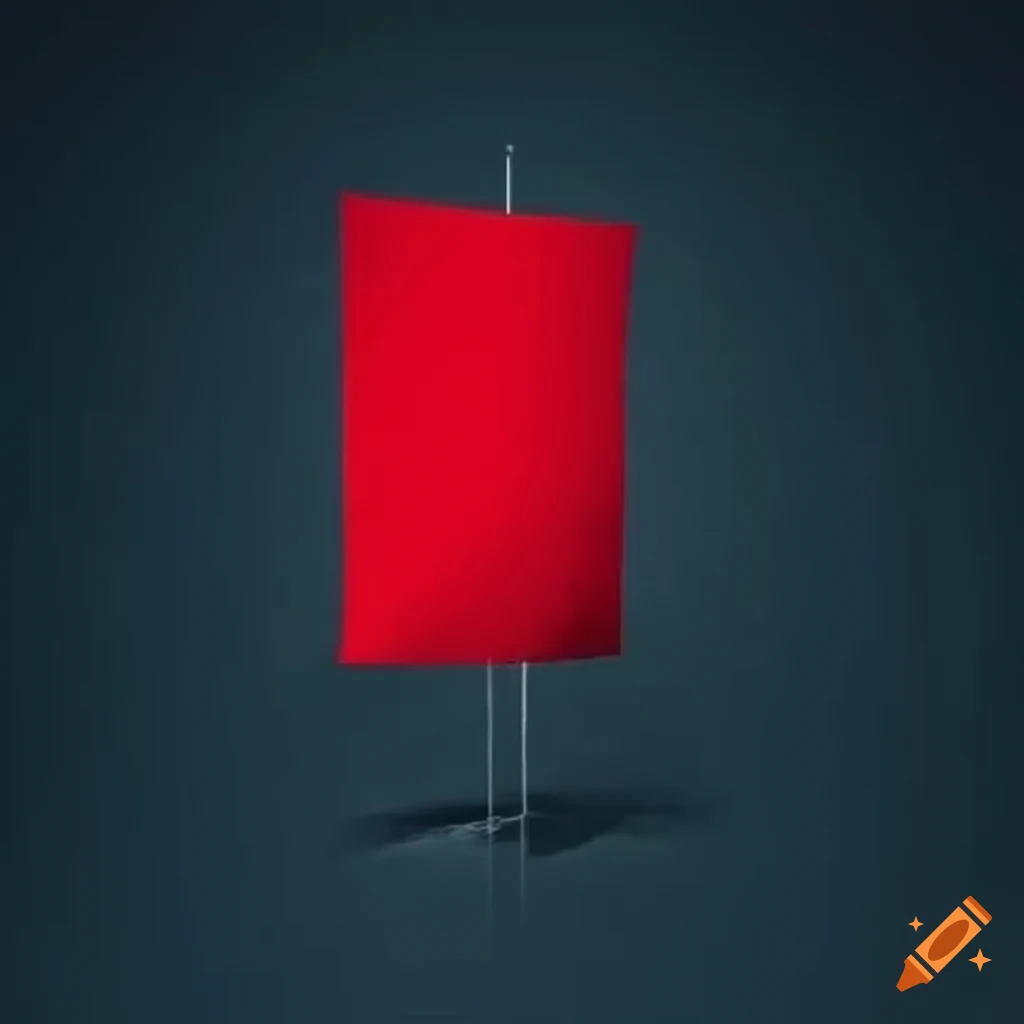 Red vertical banner on top of a mountain on Craiyon