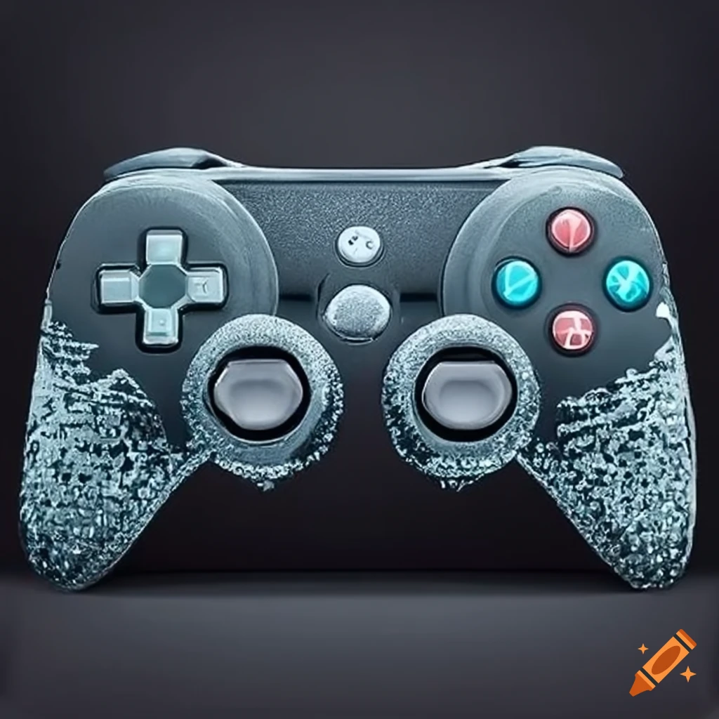Video game controller covered in frost on Craiyon