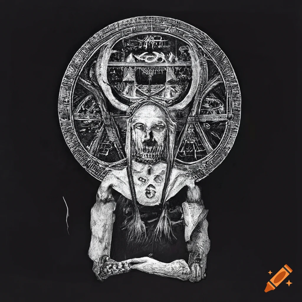 Dark esoteric occult vibes on a folk album cover on Craiyon