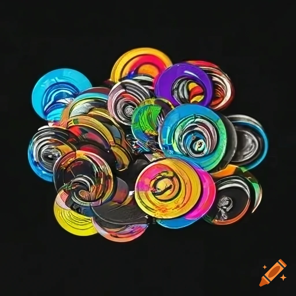 Stack of colorful pogs on Craiyon