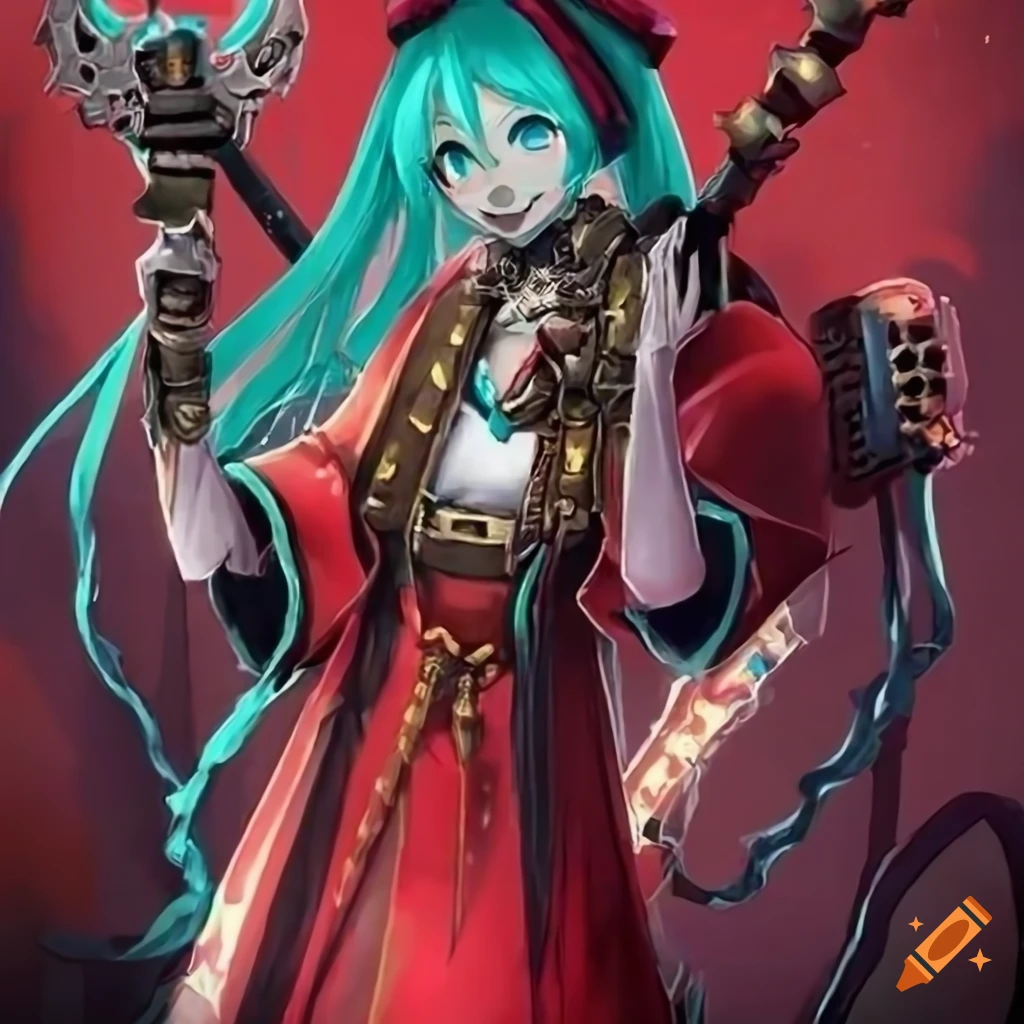 Fusion of warhammer 40k tech-priest explorator and hatsune miku in ...