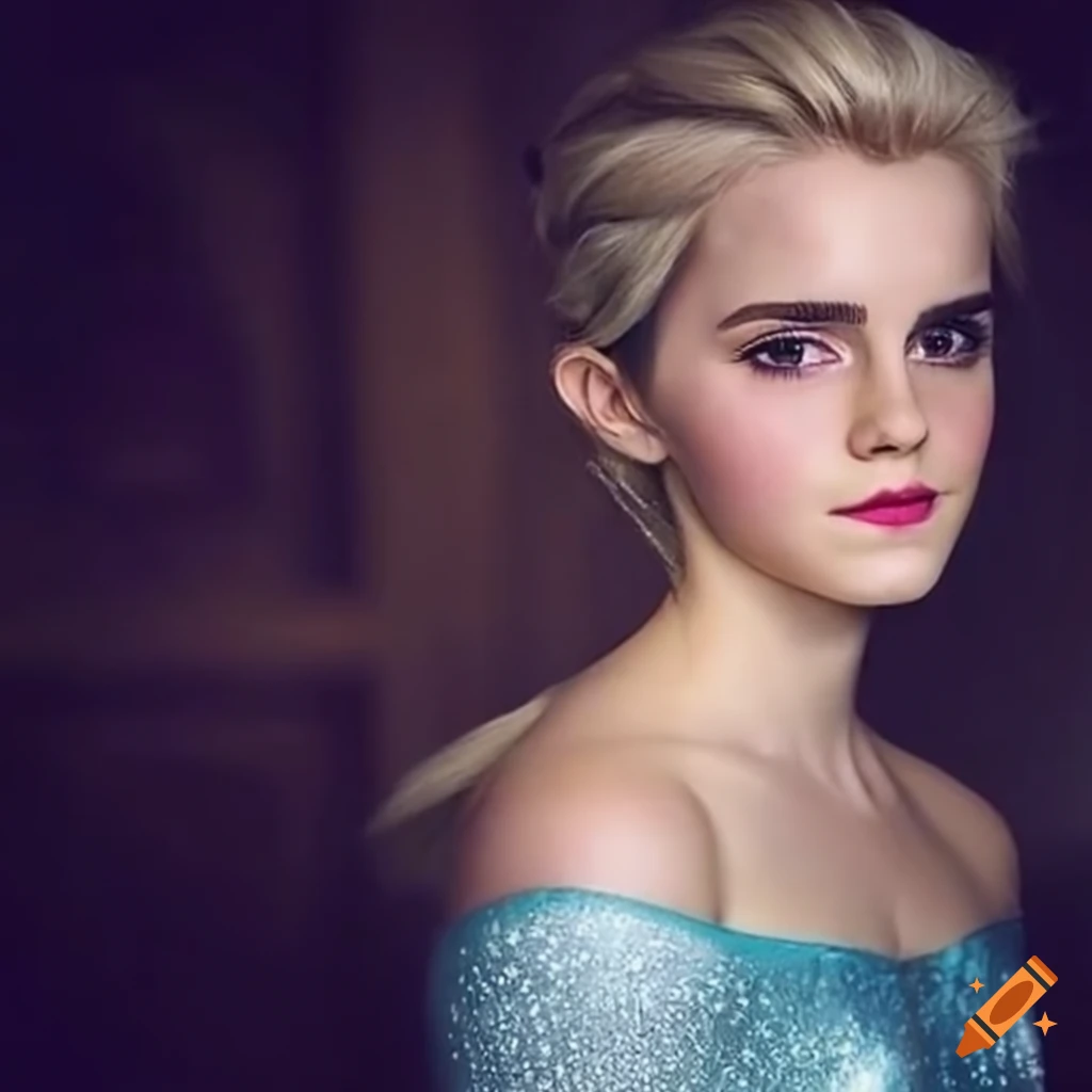 Beautiful emma watson cosplaying as elsa on Craiyon