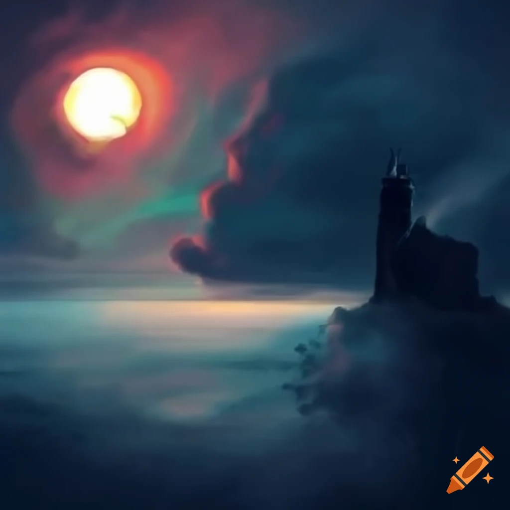 Cloudy sky with an Edgar Allan Poe style in hyper-realistic 3-D ...