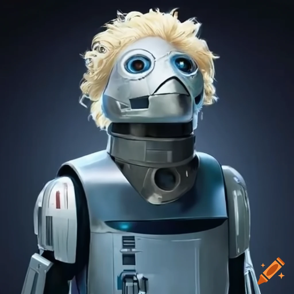 New star wars character d2b2, a bully robot with blonde hair on Craiyon