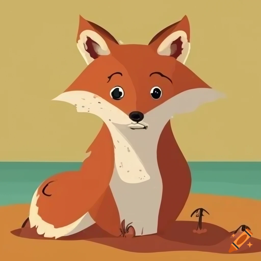 Fox walking on sand in simple vector art style on Craiyon