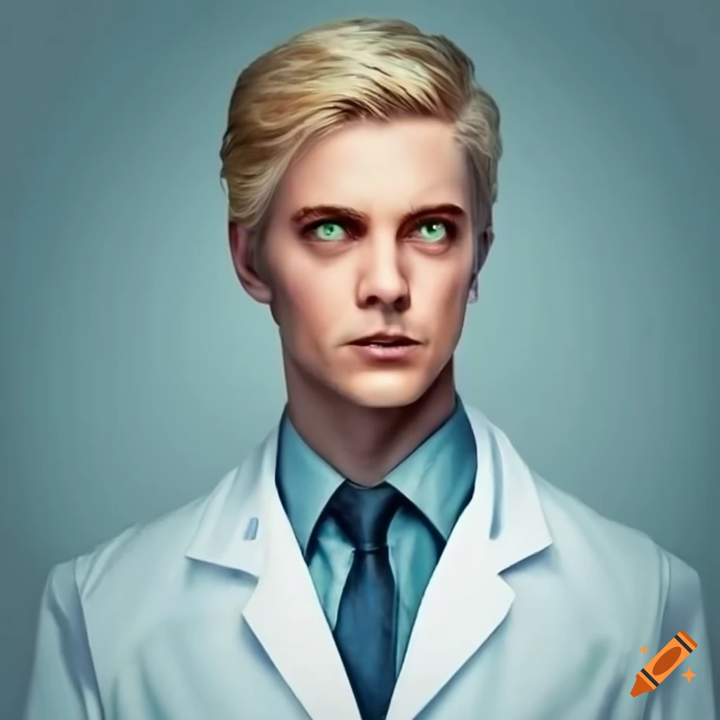 Man doctor with blond hair and green eyes on Craiyon