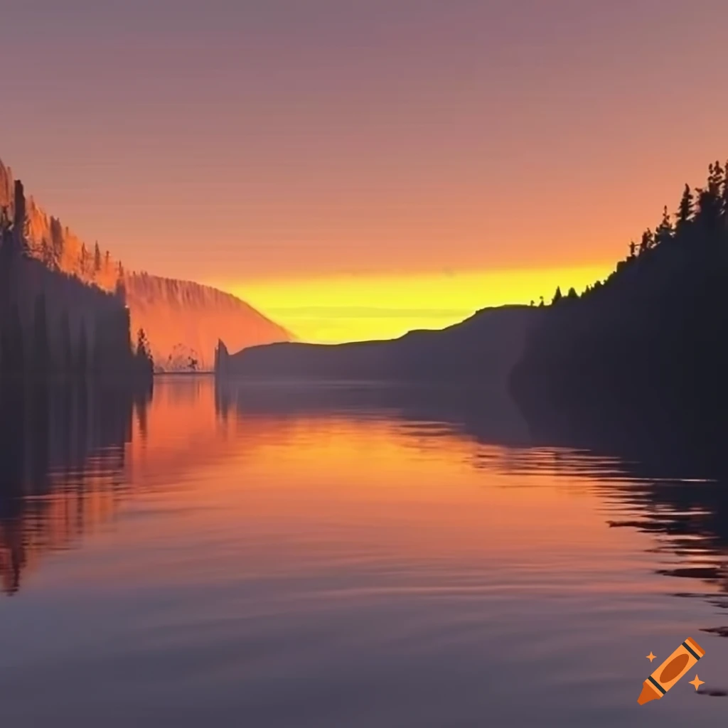 Breathtaking mountain lake at sunset with ultra-high definition ...