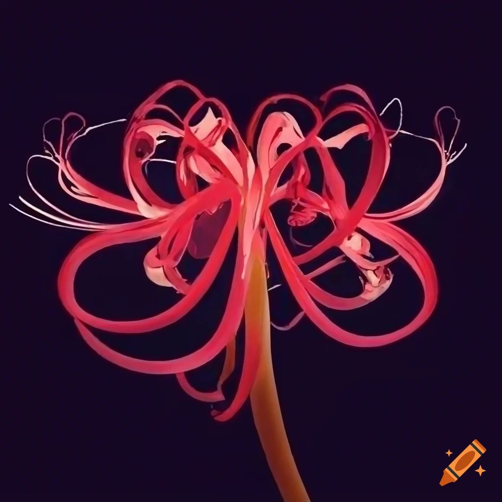 Abstract lycoris flower created with basic shapes and colors on Craiyon