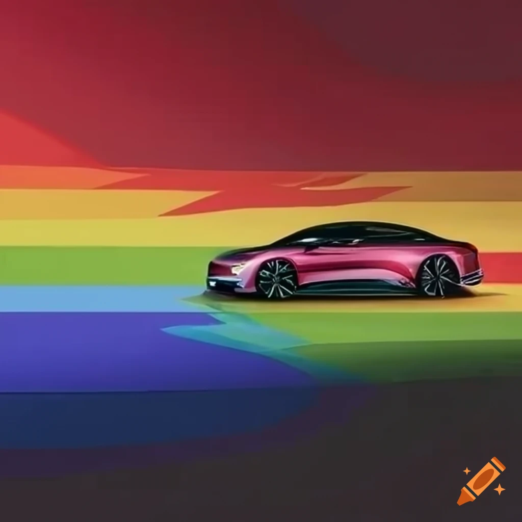 Lucid air car wrap with pride flag design on Craiyon
