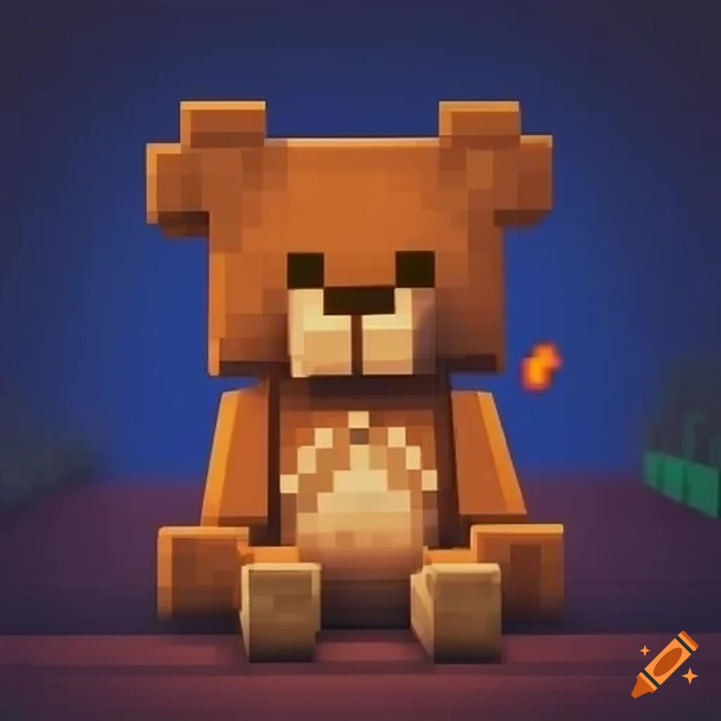 Minecraft house and teddy bear on Craiyon