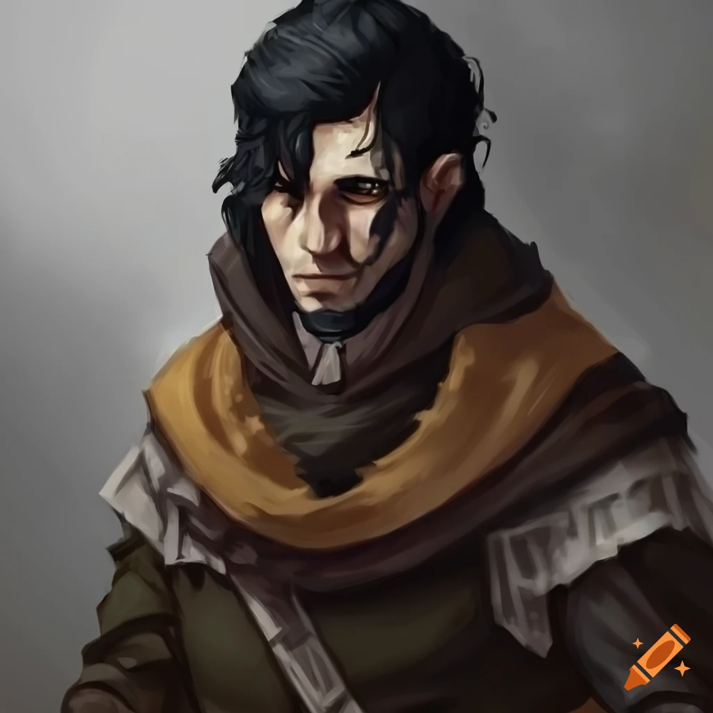 Black-haired noble adventurer dungeons and dragons character on Craiyon