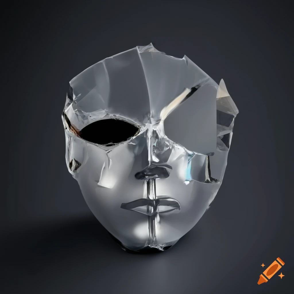 Broken crystal mask on black background on Craiyon