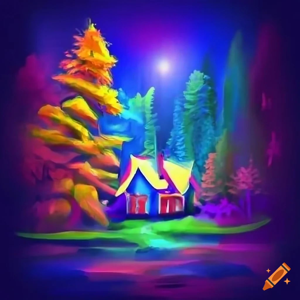 House in a midnight forest on Craiyon