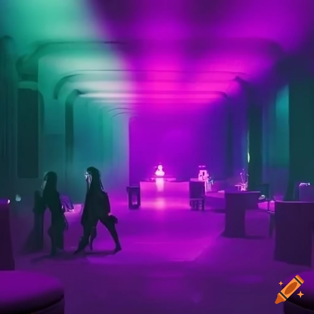 Liminal purple nightclub scene on Craiyon