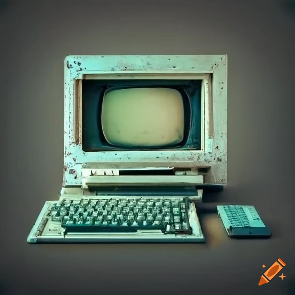 Destroyed old box computer on Craiyon