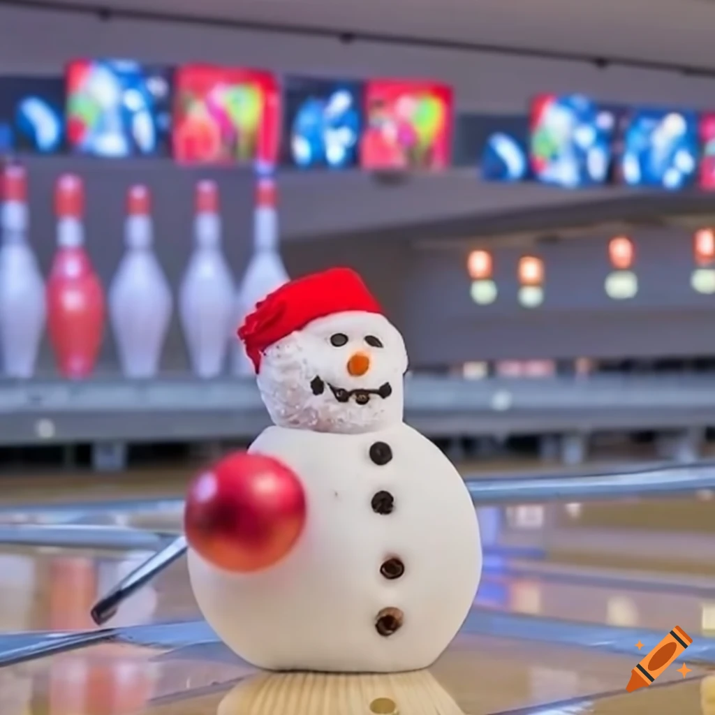 Snowman playing bowling in a winter wonderland on Craiyon