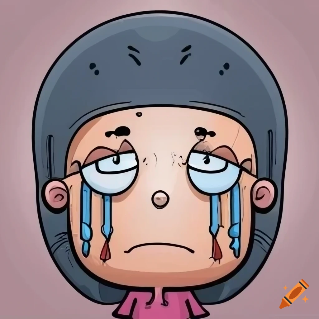 Colorful cartoon illustration of a crying woman in mourning on Craiyon