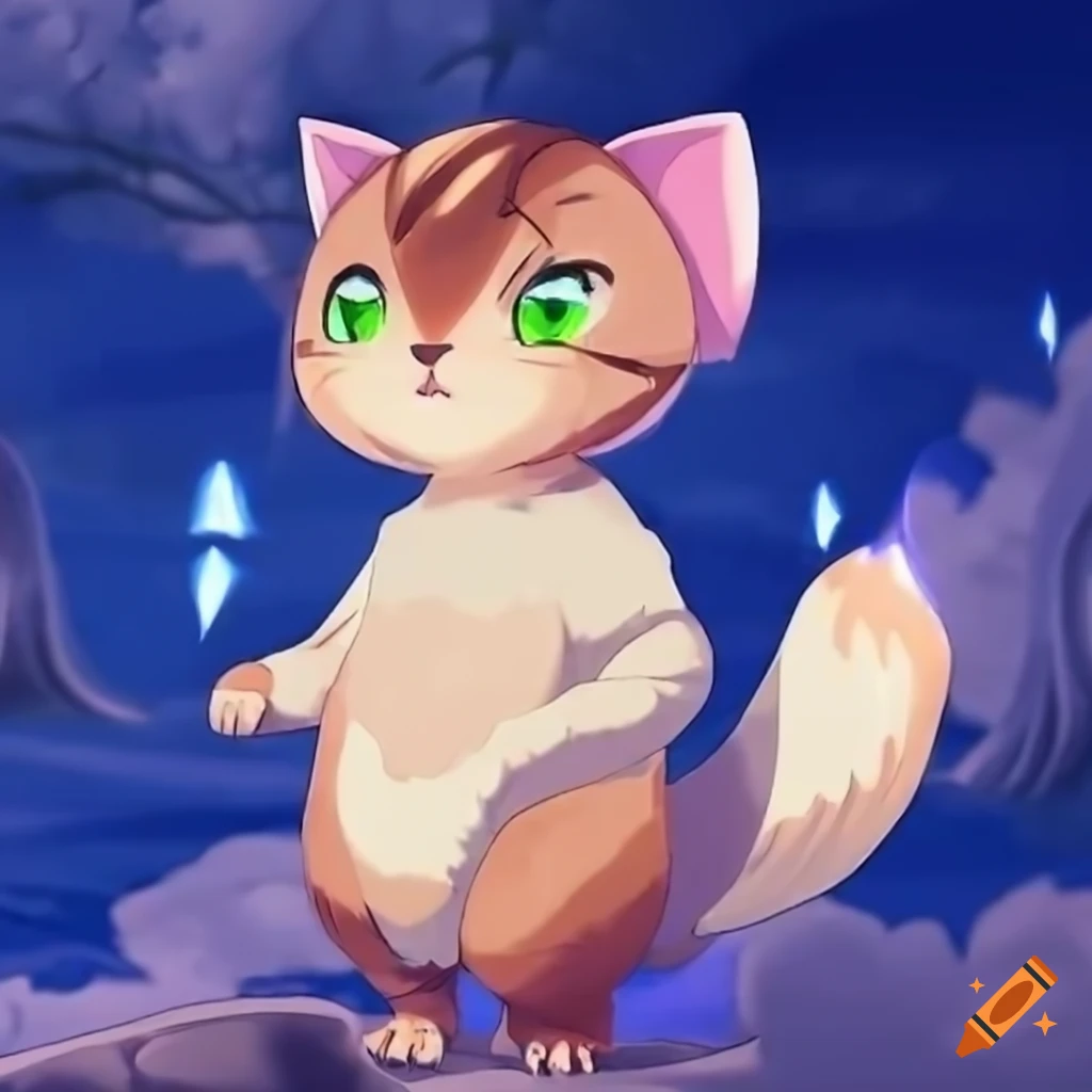 Anime flying squirrel cat on Craiyon