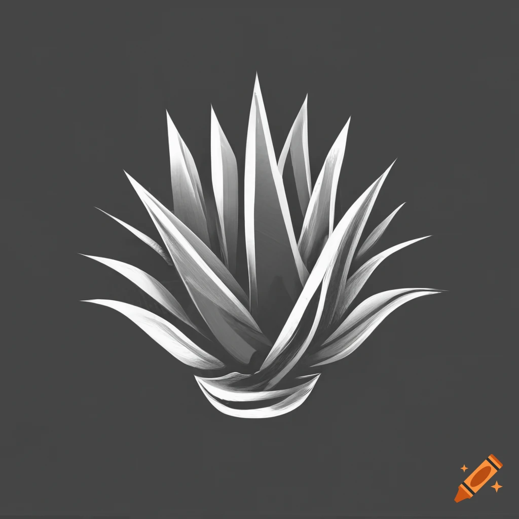 Minimalist geometric agave logo on black background on Craiyon