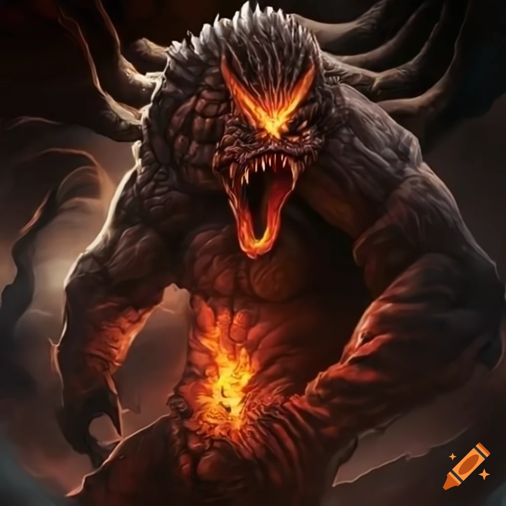 Balrog creature in a fantasy setting on Craiyon