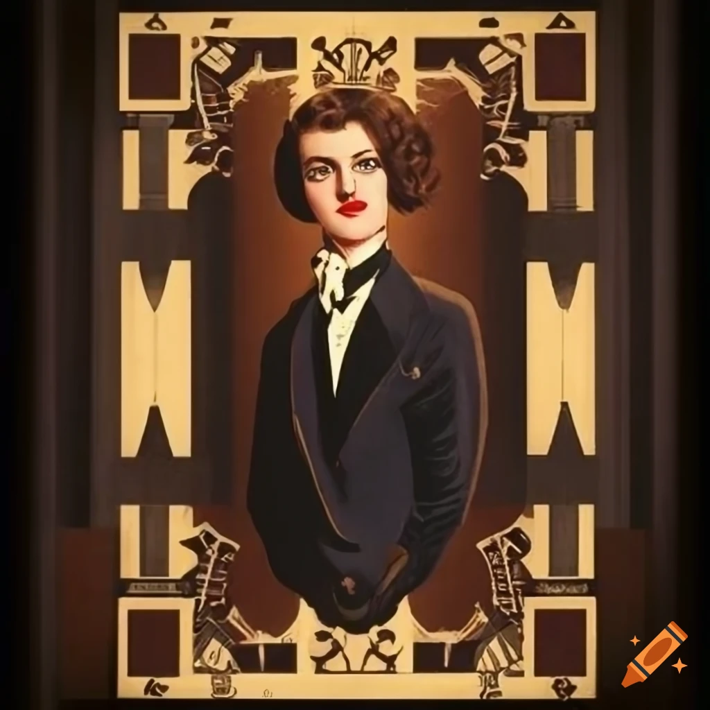 1920s movie poster with art deco border on Craiyon