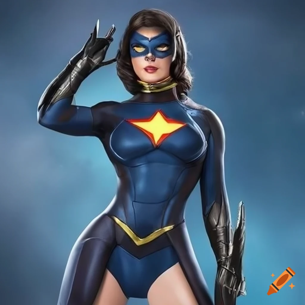 Detailed female superhero in a bodysuit on Craiyon