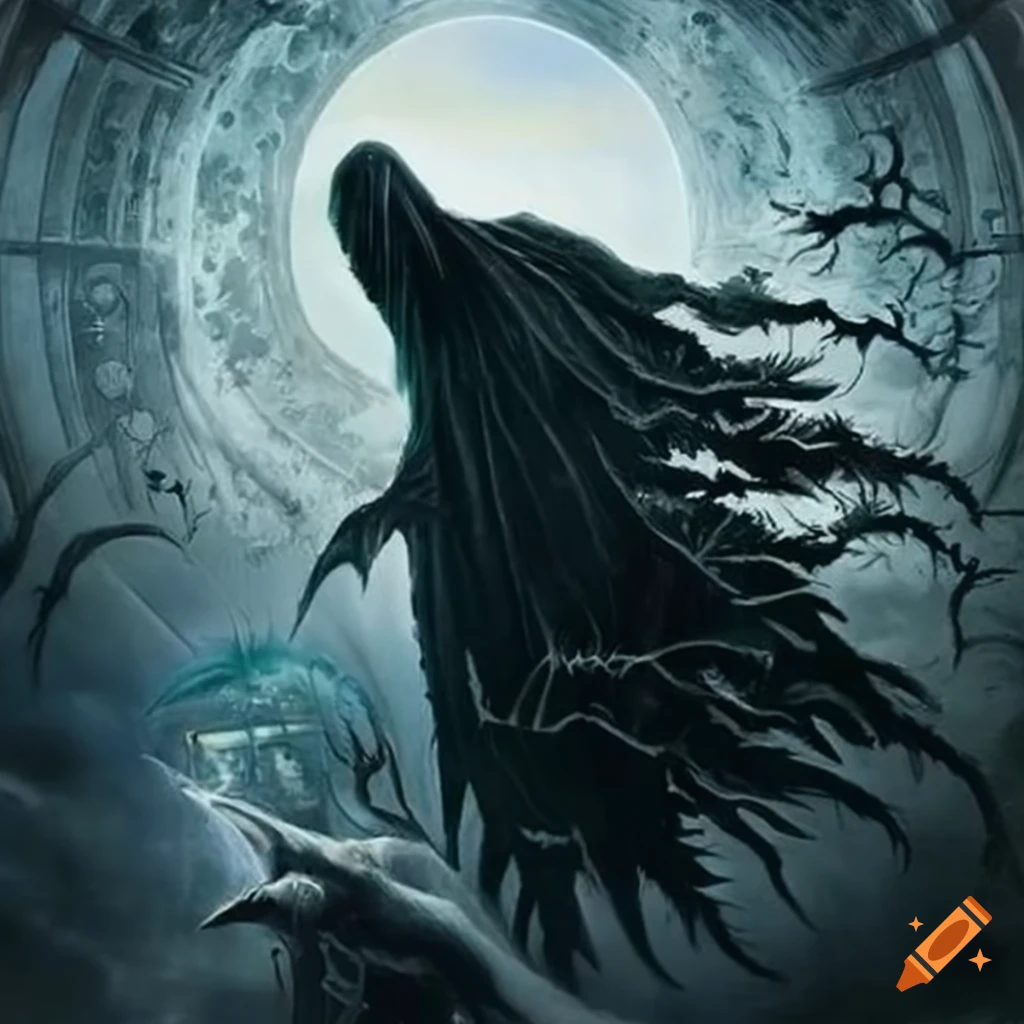 Dementor looking in a magic mirror in a dark fantasy setting on Craiyon