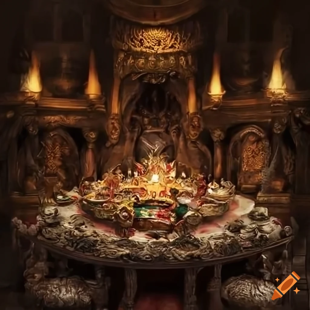 Rodent knights around a decorated round table on Craiyon