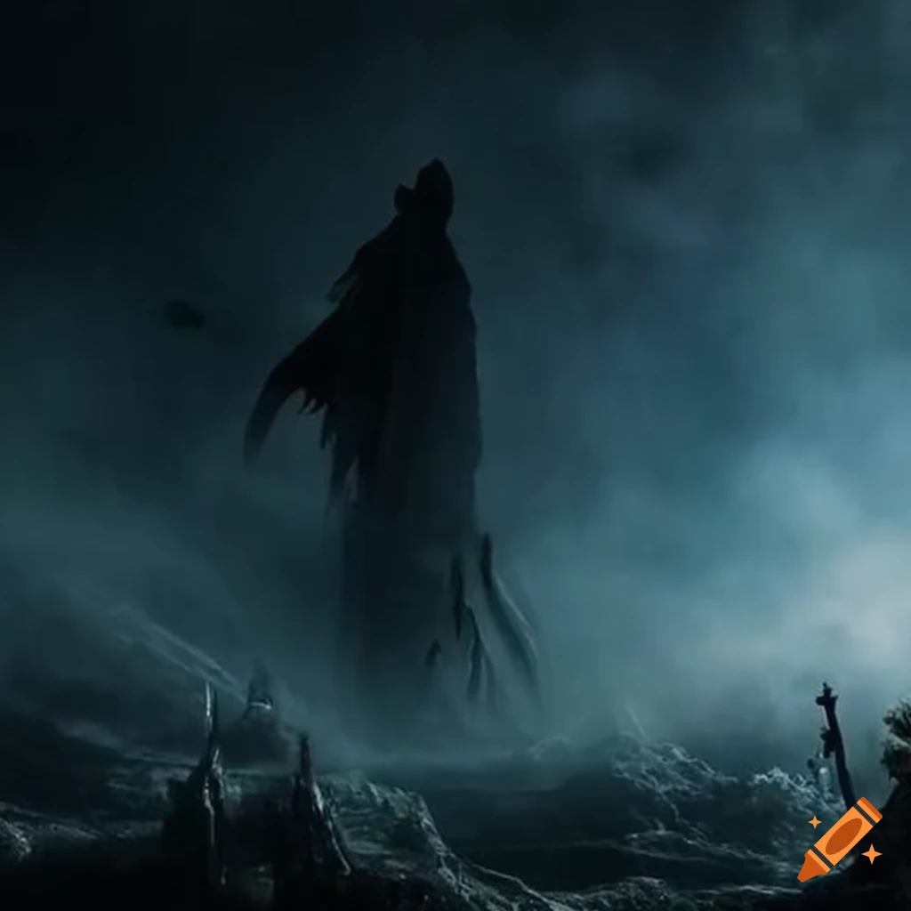 Dementor encountering a magic mirror in dark fantasy art on Craiyon