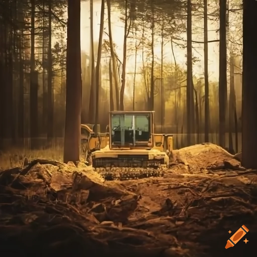 Construction site in a forest on Craiyon